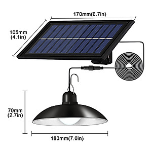 Vincent Solar Pendant Lights, Outdoor Waterproof Solar Powered LED Pendant Lights with Remote Control, Hanging Bright Shed Lights for Home Garden Patio Porch Barn Storage Lighting(Cool White)