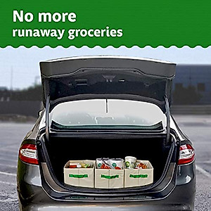 Green Bulldog Reusable Grocery Bags - Heavy Duty, Foldable, Space Saving Tote Shopping Bags - Box Bag w/Straps And Handles (Set of 3) - Taupe