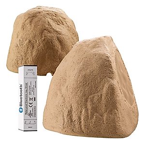 OSD Audio 8" Wireless Bluetooth Outdoor Rock Speaker Sandstone Canyon Brown Pair IP67 Power Supply BTR805
