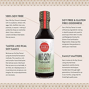 San-J - No Soy Tamari - Specially Brewed Soy Sauce Alternative - 10 oz. Bottle