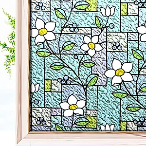 YUTR Stained Glass Window Film Color Flower Pattern Privacy Window Sticker Decorative Glass Film (Color : As Shown, Size : 75 * 100cm)