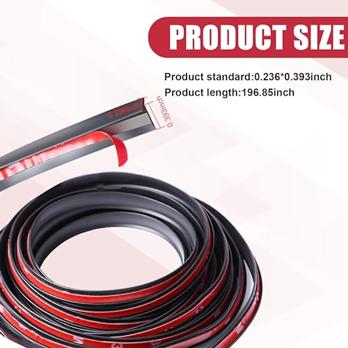 Crynod Pack-1 Car Seal Strip, Adhesive Waterproof Strip, 16.4Ft T-shape Rubber Strip, Side Skirt Edge Protector, Automotive Rear Lip Decoration, Universal for Most Cars, Trucks, SUVs (Black #6mm*10mm)