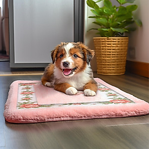 Barelove Rose Floral Area Rugs Ultra Soft Low Pile Shag Rug, Non Slip Washable Modern Floor Mat Pad for Living Room Bedroom Bathroom Dorm Kitchen Entryway, Christmas Decoration,17.7 X 29.5 INCH