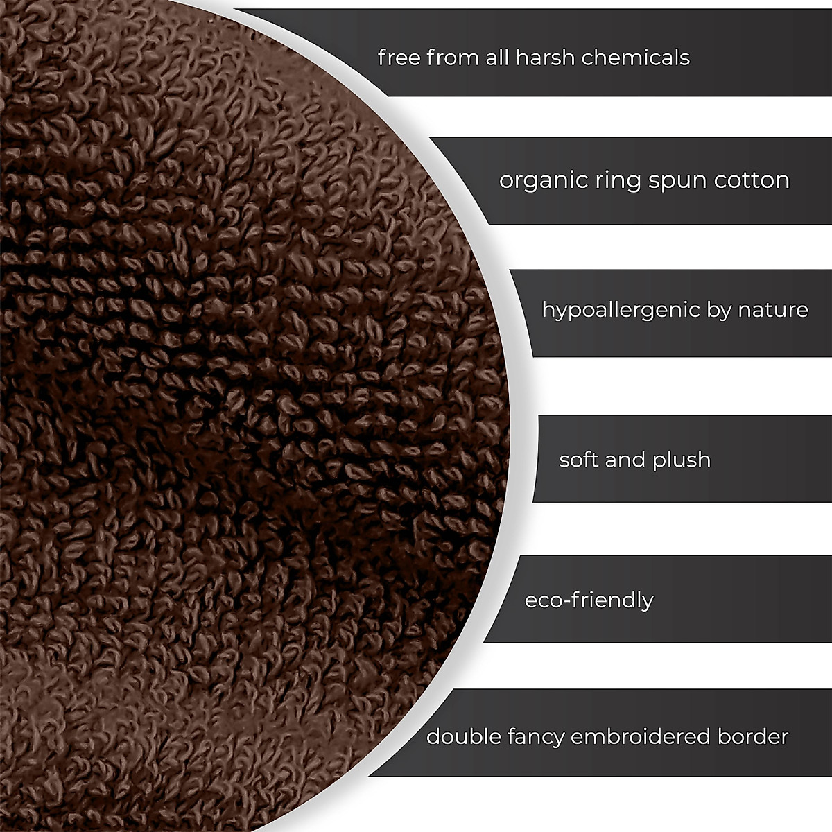 Ocean Towel Set for Bathroom 100% Luxury Cotton Bath Towels Set of 8 (2 Bath Towel and 2 Hand Towel Set & 4 Wash Cloth) Chocolate Brown Soft Towels Bathroom Set 600 GSM Double Stitched for Durability