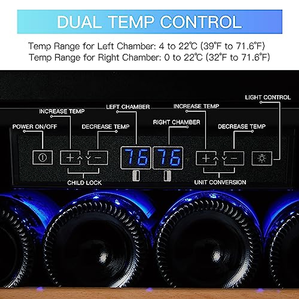 ICEJUNGLE Wine and Beverage Refrigerator-68 Bottle Wine Cooler- Dual Zone, Stainless Steel, Built-In/Freestanding, Adjustable Shelves & Digital Temperature Display, Low-Noise - 30 Inch