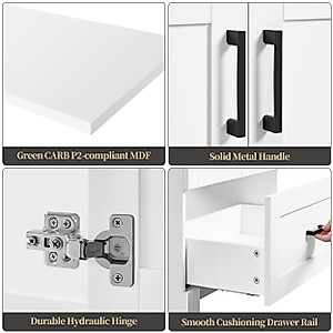 Yaheetech 24.5" Modern Bathroom Vanity with Ceramic Basin, Undermount Bathroom Vanity Sink Cabinet with 2 Doors and 1 Drawer, Free Standing Bathroom Storage Cabinet with Sink Combo Set, White