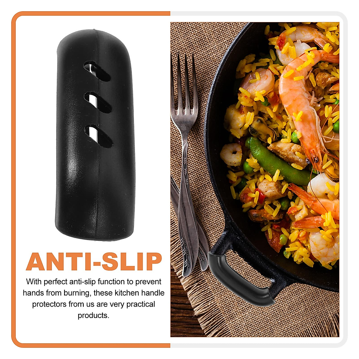 Kichvoe Silicone Assist Handle Holder Grip, 10Pcs Cast Iron Skillet Handle Covers Non Slip Pot Grip Handle Sleeve Hot Handle Holder Wok for Frying Pans Griddles Black