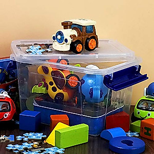 EudokkyNA 6-Pack 3 Liter Storage Box, Small Plastic Bin with Handle