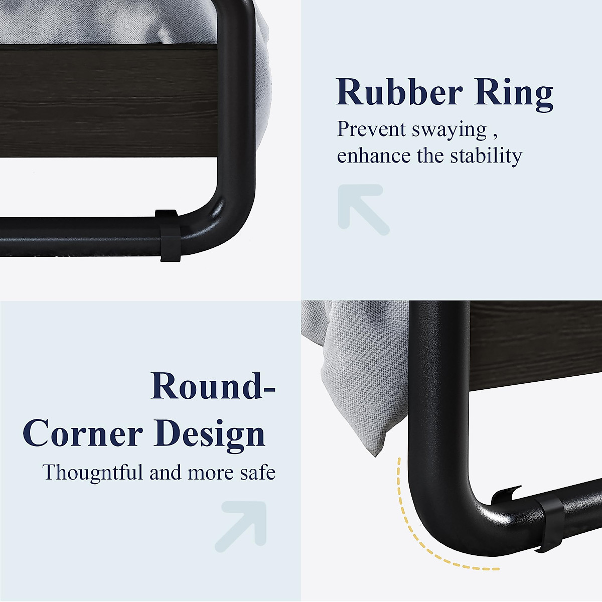 Allewie King Size Metal Bed Frame with Curved Wood Headboard and Footboard, Heavy Duty Platform Iron Bed with Under-Bed Storage, Noise Free, No Box Spring Needed, Easy Assembly, Black