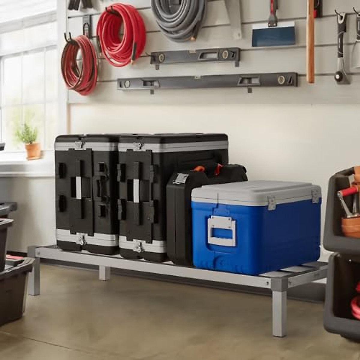 VEVOR Aluminum Dunnage Rack, 48” x 20” Commercial Food Floor Rack, 8” Off The Floor, 1000 lbs Capacity All-Welded Aluminum Storage Rack, for Storage in Restaurants, Kitchens, Garages and Vehicles