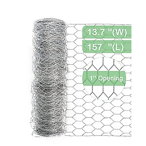 Garden Poultry Chicken Wire Netting - 13.7 '' × 157 '' Garden Fence Animal Barrier, Chicken Wire for Crafts, 1 inch Mesh Poultry Netting Fence, Pet/Rabbit/Chicken Wire Fencing