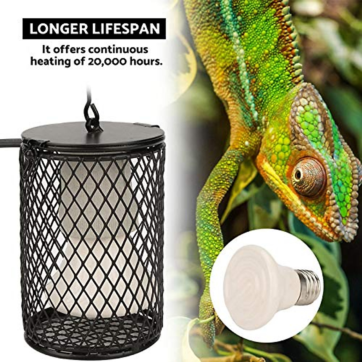 Heat Lamps, for Warming The Reptile, for Aquarium Home, No Harm, Soft Light, Reusable, Durable, for Lizard Snake Chameleon Turtle Bird Chicken, Wont Affect The Living Habits, 2 Colors (White)