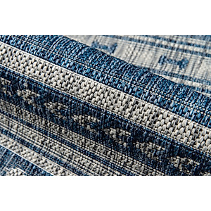 Novogratz by Momeni Villa Collection Tuscany Indoor Outdoor Blue Area Rug, 3'11" x 5' Sized Mat for Pool, Patio, Porch, Balcony, Kitchen, Bedroom, Livingroom and Home Office