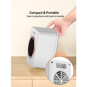 Small Space Heater for Office Home, 350W Ceramic Electric Heater with Tip-over and Overheat protection, Fast Safety Heat Personal Portable Desk Heater, Space Heaters for Indoor Use Bedroom Table White