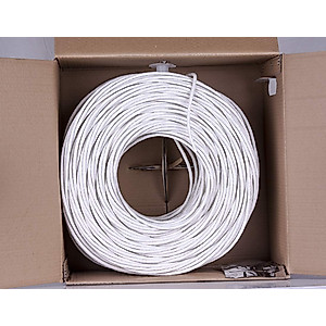 Five Star Cable Cat6 23AWG 1000 Ft UTP Bulk LAN Internet PVC Wire 4 Twisted Pair Category 6 Ethernet White Color Cable