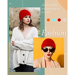 Winter Trawler Beanie Knit Hat Warm Stretchy Slouchy Soft Headwear Daily Ribbed Cap Ski Beanie Hat for Men Women Accessories (Red)