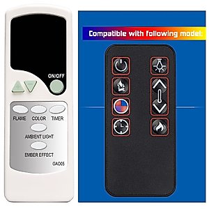 Replacement Remote Control for Real Flame Electric Fireplace 4199 5950 13051E 13051E-WSTC 4020E 4020E-BNE 4020E-DW 4020E-BLK 7760E 7760E-W 5010E 5010E-W 5010E-GRY 5010E-DW G1200E G1200E-W G1200E-DW