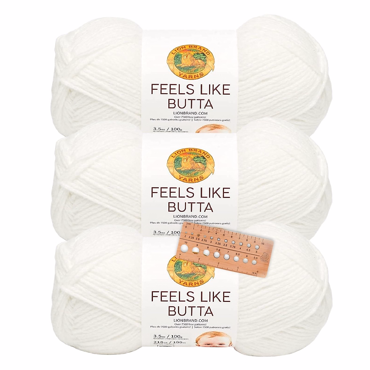 Lion Brand Yarn Feels Like Butta Soft Yarn for Crocheting and Knitting, Velvety, 3-Pack, White
