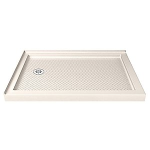 DreamLine SlimLine 36 in. D x 60 in. W x 2 3/4 in. H Left Drain Double Threshold Shower Base in Biscuit, DLT-1036601-22