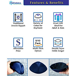 Pack of 30-Pcs - Hq 19/20CM Satin Kippah for Men & Boys, Yamaka Hat Designed in Israel - Kippot Bulk (Blue, Satin 30 Pack)