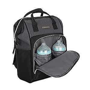 Bananafish Diaper Bag - Multi-Function Design Nappy Bag for Baby Care or Travel - Carry or Wear as Backpack - Large Capacity in Trendy, Stylish Design, Black/Grey, one Size