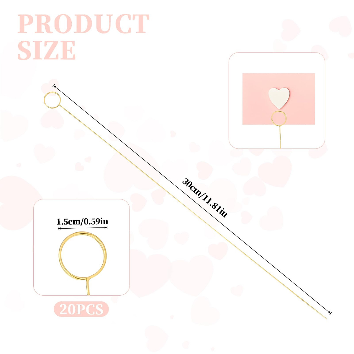 Abeillo 20Pcs Gold Floral Card Holder Picks, Metal Flower Card Holder Stick, Round Shape Table Name Number Clips, Place Card Holder for Gift Card Photo Memo Bouquet Decorations