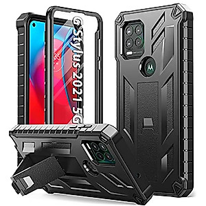 SOiOS for Motorola Moto G Stylus 5G Case: Built-in Screen Protector Kickstand Full Body Dual-Layer Protective Shockproof Heavy-Duty Military Grade Tough Rugged Phone Cover (NOT 2022) Black