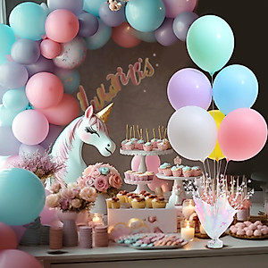 2 Sets Pastel Balloons Centerpiece for Table, Rainbow Balloon Stand Kit for Birthday Party Wedding Baby Shower Prom Tabletop Decorations