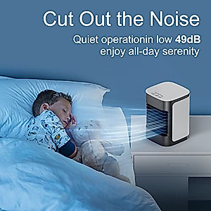 Cozzyben Mini Portable Air Conditioner, Portable AC Cooling Fan 3 Speeds, USB Personal Evaporative Air Cooler for Room Desk Kitchen Office Bedroom Camping