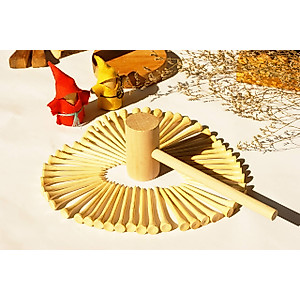 KIHACO Hammering and Pounding Toys for Kids Include 1 Wood Hammer and 30 Bamboo Nails Improve Fine Motor Skills Friendly Natural Wooden Educational Montessori Toy for Childs DIY Birthday Gift for 4+