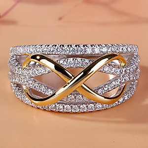 Jude Jewelers Silver Gold Waved Infinity Braided Statement Promise Anniversary Ring (Silver Gold, 12)