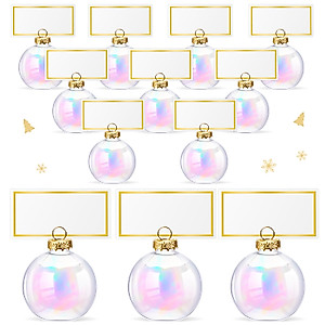 Liliful 12 Set Christmas Glass Place Card Holders Including Cards Table Sign Card Holder Ornament Table Number Holders Display Place Cards for Wedding Anniversary Birthday Party Table Numbers