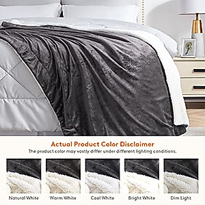 Lifewit Sherpa Throw Blanket Reversible Soft Blanket for Couch Sofa Bed, Decorative Thick Fuzzy Fluffy Fleece Blanket for Travel and Outdoor Camping, Grey, 60x80 Inches