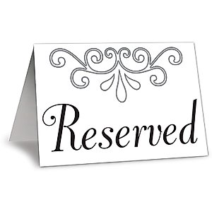 Beistle Reserved Table Cards (4/Pkg), Black/White/Silver, 4.25"
