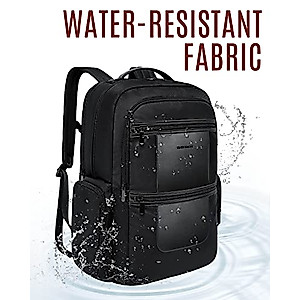 LIGHT FLIGHT Work Backpack Men, 17.3 Inch Business Smart Backpack, Water Resistant Laptop Backpack with USB Charging hole, Black