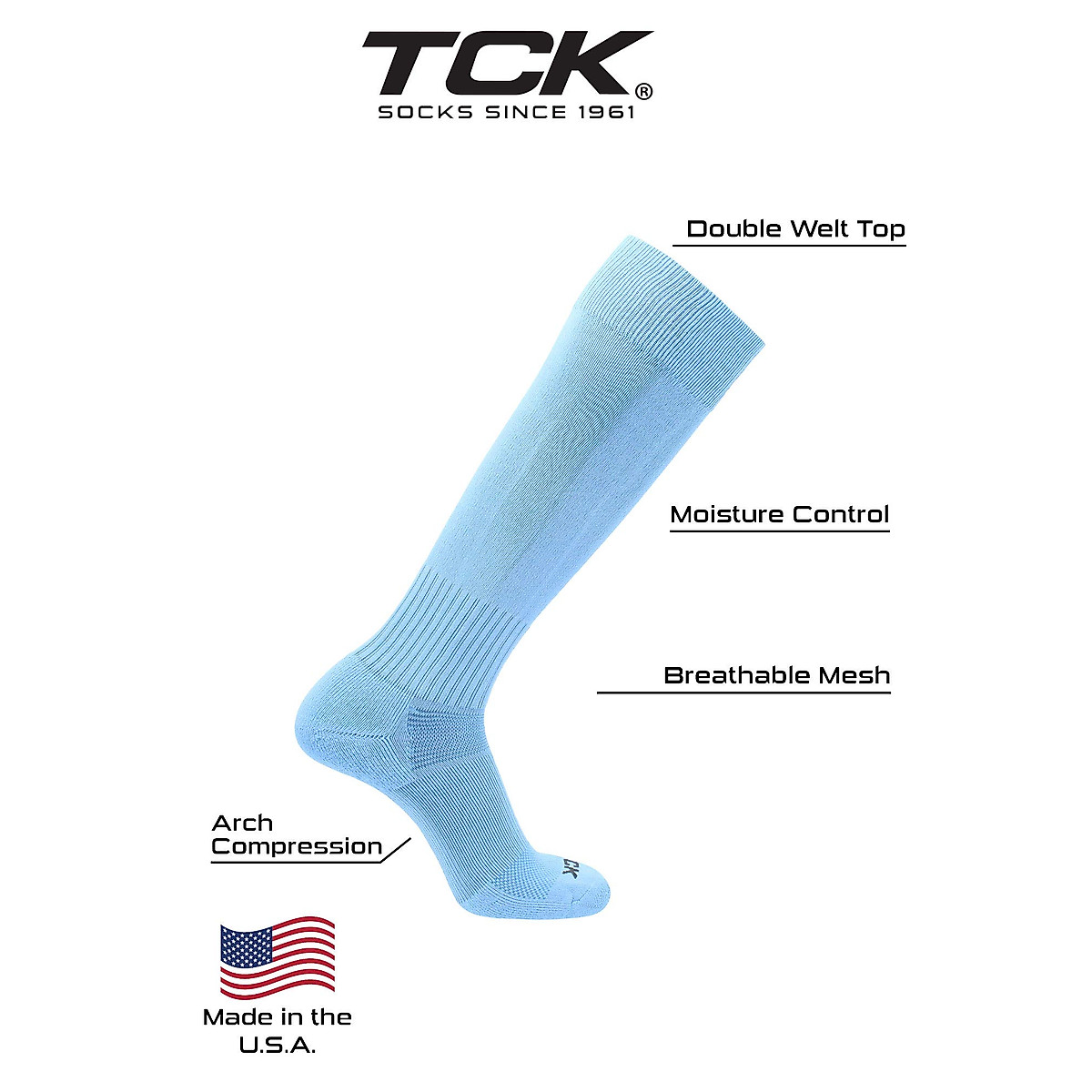 Champion Over the Calf Baseball Socks (Columbia Blue, Medium)