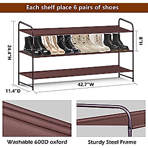 AOODA 3 Tier Long Shoe Rack for Closet Wide Shoe Organizer Storage, 28 Mesh Large Pockets Over The Door Shoe Organizer, 2 Item Bundle