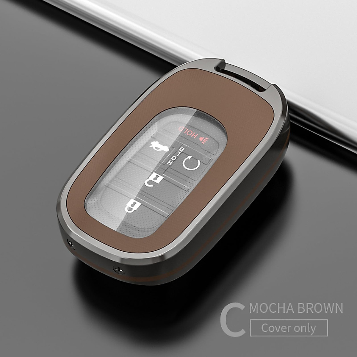 YIJINSHENG Honda Key Fob Cover with Leather Keychain, Metal Shell & Soft TPU Full Protection Key Case for Honda Accord, Civic, CR-V, HR-V, Pilot, Sport, EX, EX-L, Touring 2022-2023