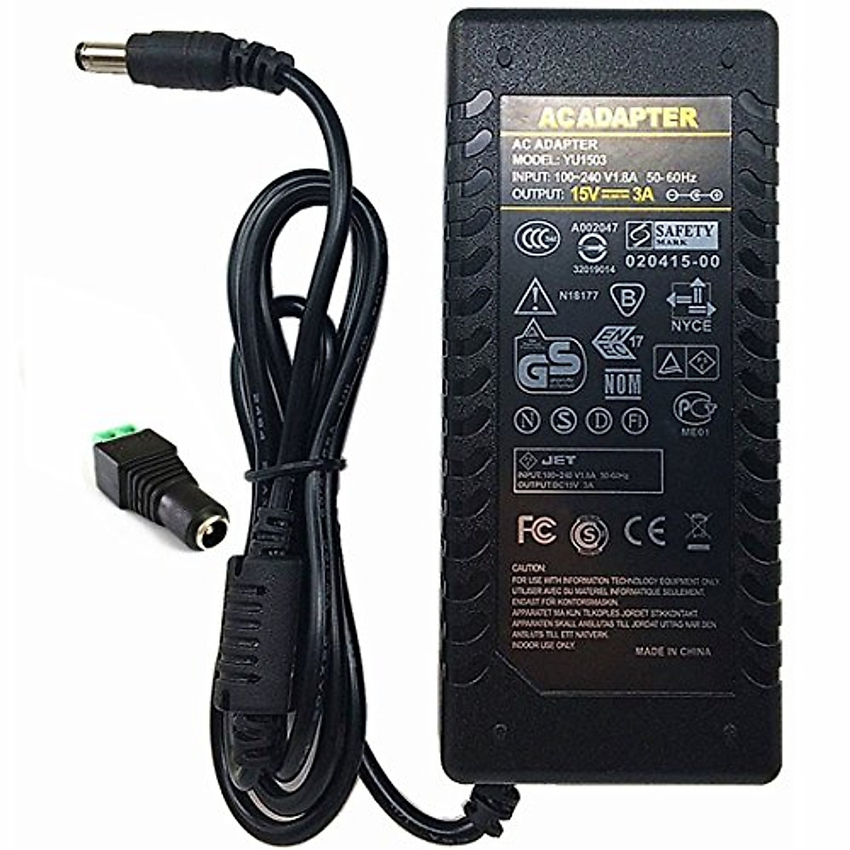 Qidify 15V 3A 45W LED Power Supply Transformer Power Adapter 110V-230V, LED Adapter Driver Transformer for LED SMD RGB