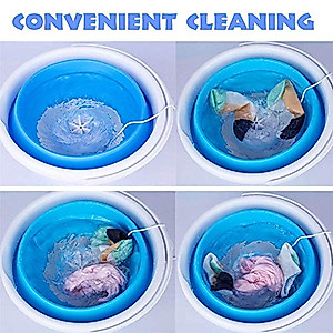 Portable Mini Turbo Washing Machine with Foldable Tub Compact Ultrasonic Turbine Washer Lightweight Travel Laundry Washer USB Powered Camping Apartments Dorms RV Business Trip Clothes (24W) (Blue)