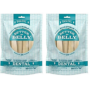 Better Belly Highly Digestible Rawhide Dental Chews, Treat Your Dog to a Chew with NO Artificial Colors or Flavors (Pack of 2)
