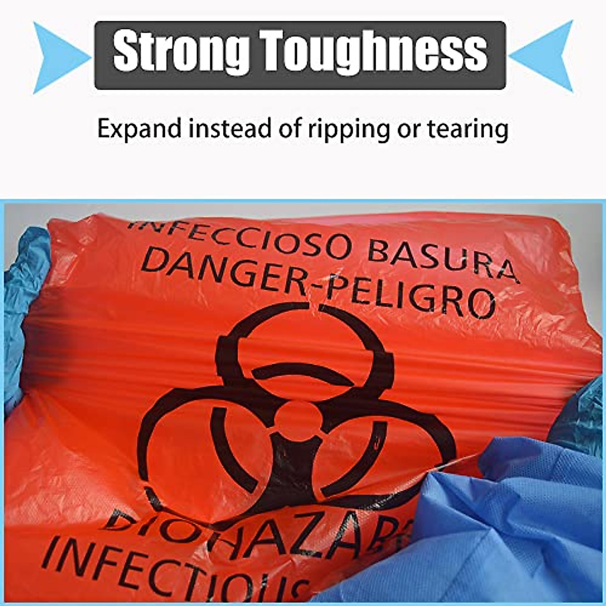Daarcin Red Biohazard Waste Bags,20pcs 16.5x20in/42x51cm Medical Action Infectious Waste Bag With Hazard Symbol Disposable Hazardous
