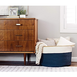 Little Hippo Baskets XXXL Large Cotton Rope Basket 22"x22"x14" Storage Woven Blanket Organizer for Living Room Organizing, Baby Gift, Kids Toy Storage