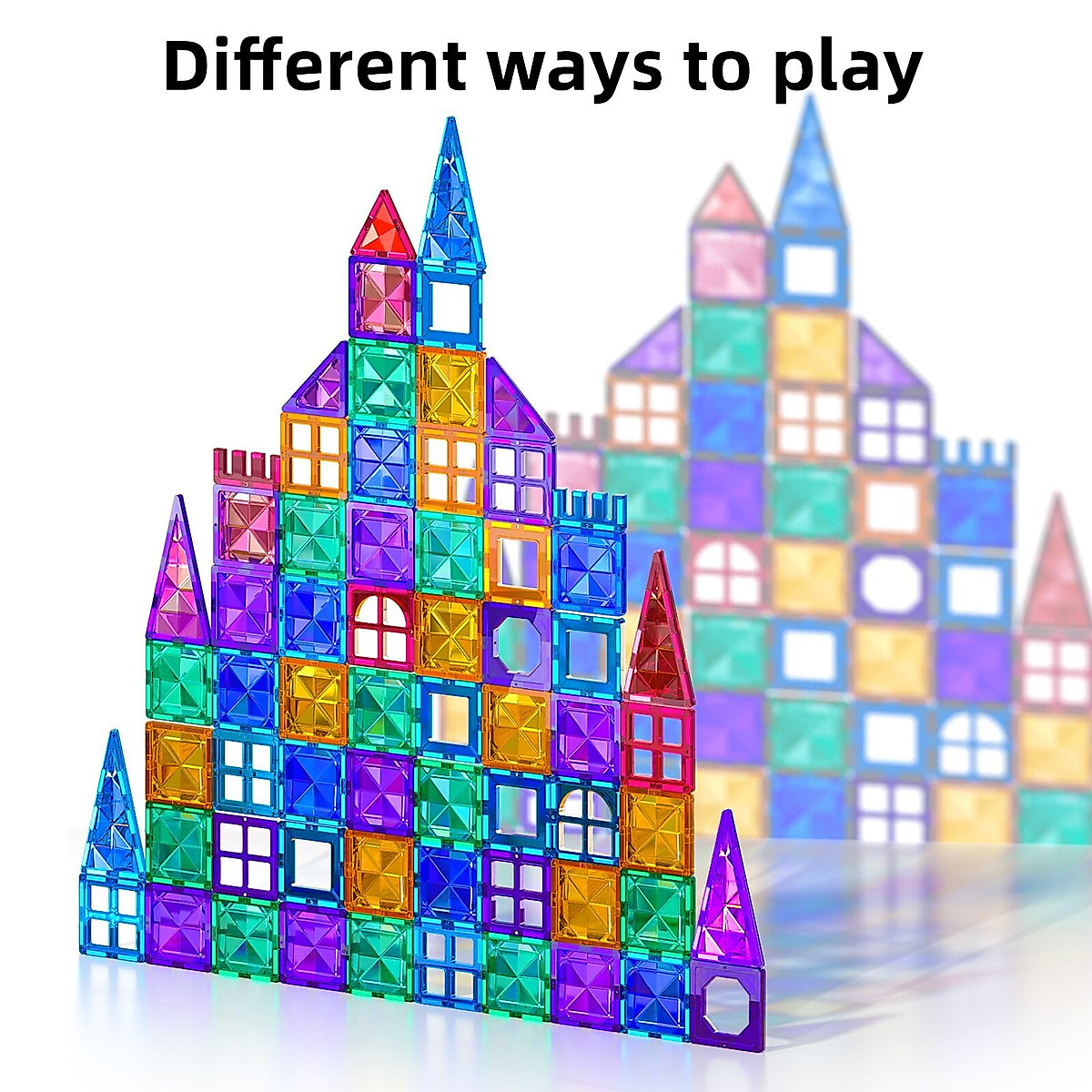 TEMI Magnet Tiles, Magnet Building Toy, Magnets Building Set, Learning and Education Toys Christmas Toy Gift for Ages 3 4 5 6 7 8+ Year Old Toddler Kids Boys and Girls (Magnet Tiles-80pcs)