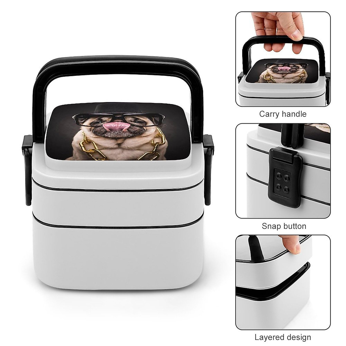 Selinactive Bento Lunch Box with 2 Compartments Leak-Proof Food Containers with Spoon