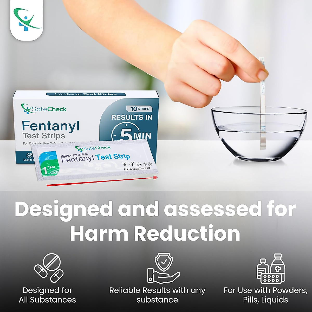 Fentanyl Test Strips 10 Pack | SafeCheck Ultra Sensitive Fentanyl Test Strips for Testing Drugs | Fentanyl Testing Strips for Pills, Powders | Fentanyl Test Kit | 10ng/mL Cutoff