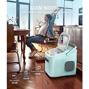 ecozy Countertop Ice Maker, Portable Ice Maker with Self-Cleaning, 9 Bullet Ice Cubes in 6 Mins, 26lbs/24Hrs, Ice Maker Machine with Ice Bags, Handle, Standing Scoop and Basket, Green