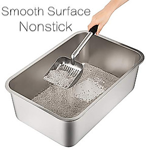 Yangbaga Stainless Steel Litter Box for Cat and Rabbit, Large Size with 8in High Sides and Non Slip Rubber Feet. Odor Control, Non Stick Smooth Surface, Easy to Clean, Never Bend (24'' x 16'' x 8'')