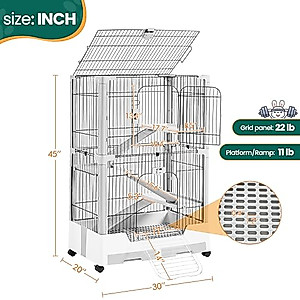 Yaheetech Rolling Small Animal Cage 4 Level Pet Cage with Open Top & Pull-Out Tray for Rabbits, Guinea Pigs, Ferrets and Chinchillas