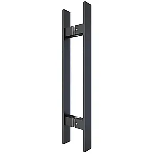 BARNSMITH 36" Barn Door Push Pull Handle,Heavy Duty Grade-304 Stainless Steel Square Commercial Door Handle,Entrance Entry Front Door Handle Office Handle Pull Set for Wood Door Glass Door,Black